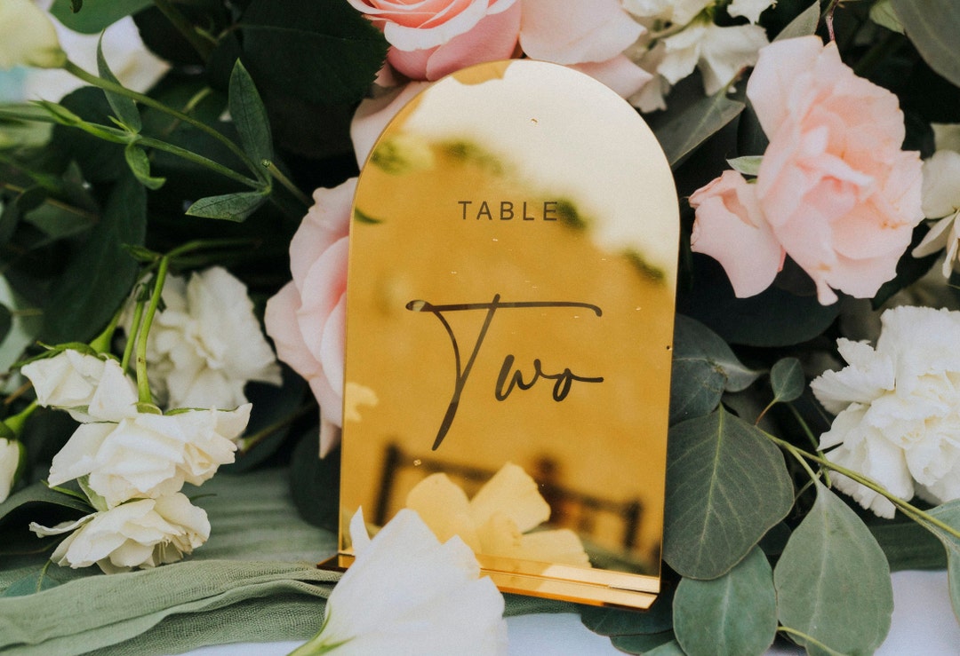 Mirror Gold Arched Table Numbers, Wedding Table Numbers, Acrylic Table ...