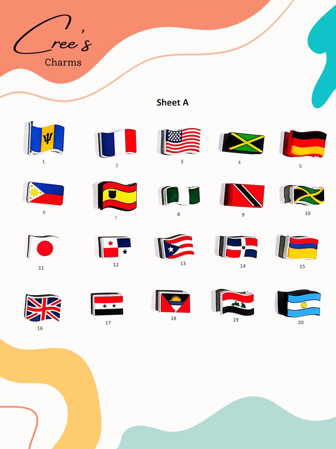 Country Flag Charms, Croc Accessories, Bracelet Charms, Anime Charms ...