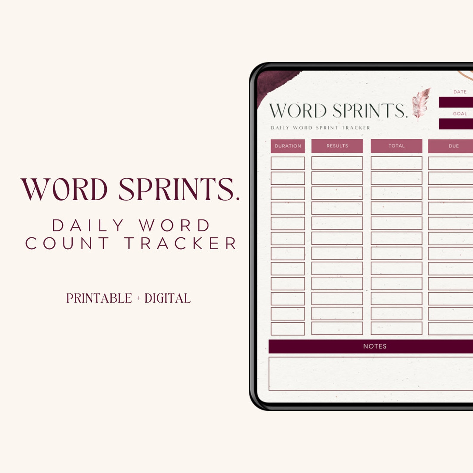 Cute Digital/printable Word Count Tracker! - Etsy