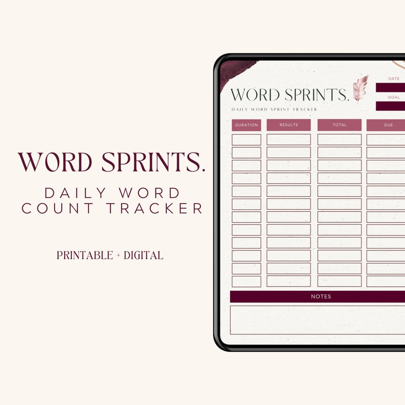 Cute Digital/printable Word Count Tracker! - Etsy