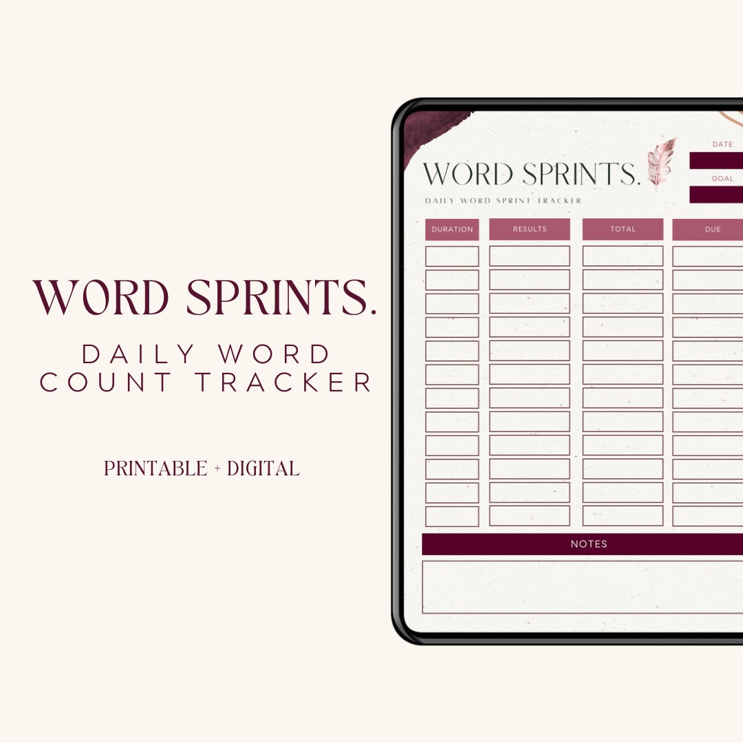 Cute Digital/printable Word Count Tracker! - Etsy