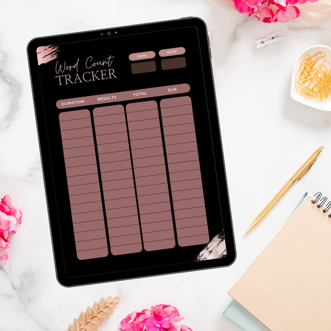 Glam Digital/printable Word Count Tracker! - Etsy