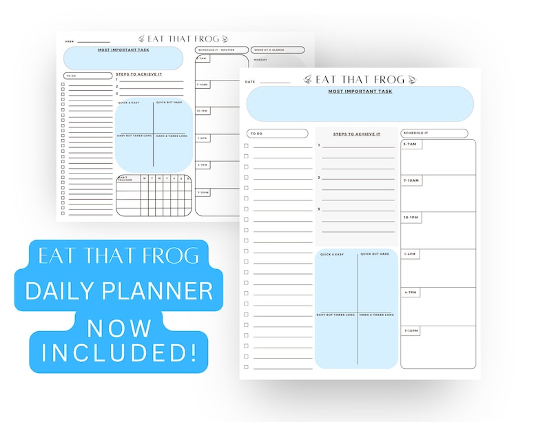 Eat That Frog Daily & Weekly Planner | Habit Tracker | Schedule | to Do ...