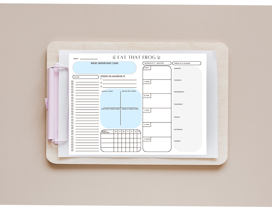 Eat That Frog Daily & Weekly Planner | Habit Tracker | Schedule | to Do ...