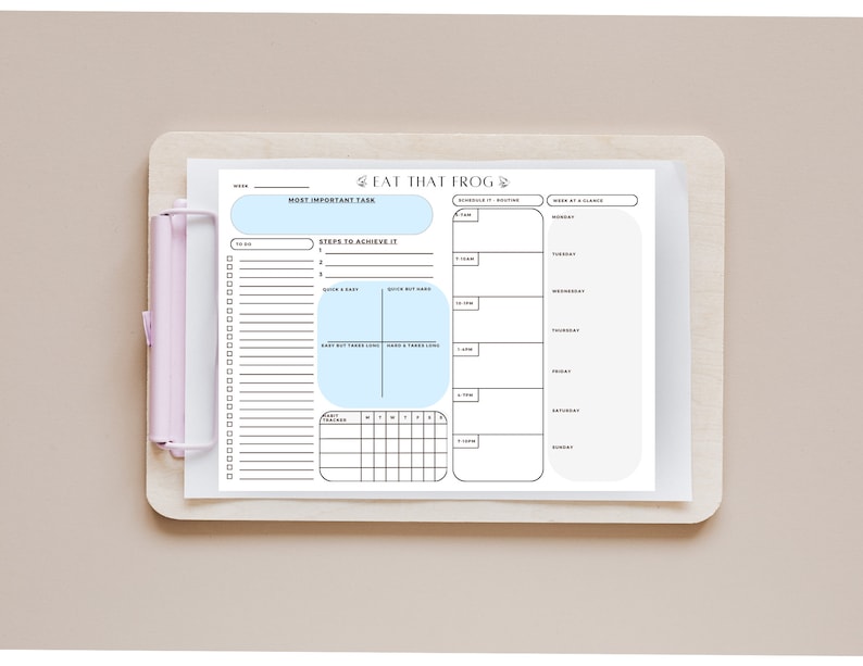 Eat That Frog Daily & Weekly Planner | Habit Tracker | Schedule | to Do ...