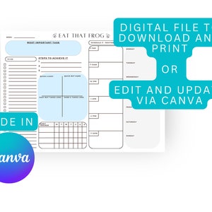 Eat That Frog Daily & Weekly Planner | Habit Tracker | Schedule | to Do ...