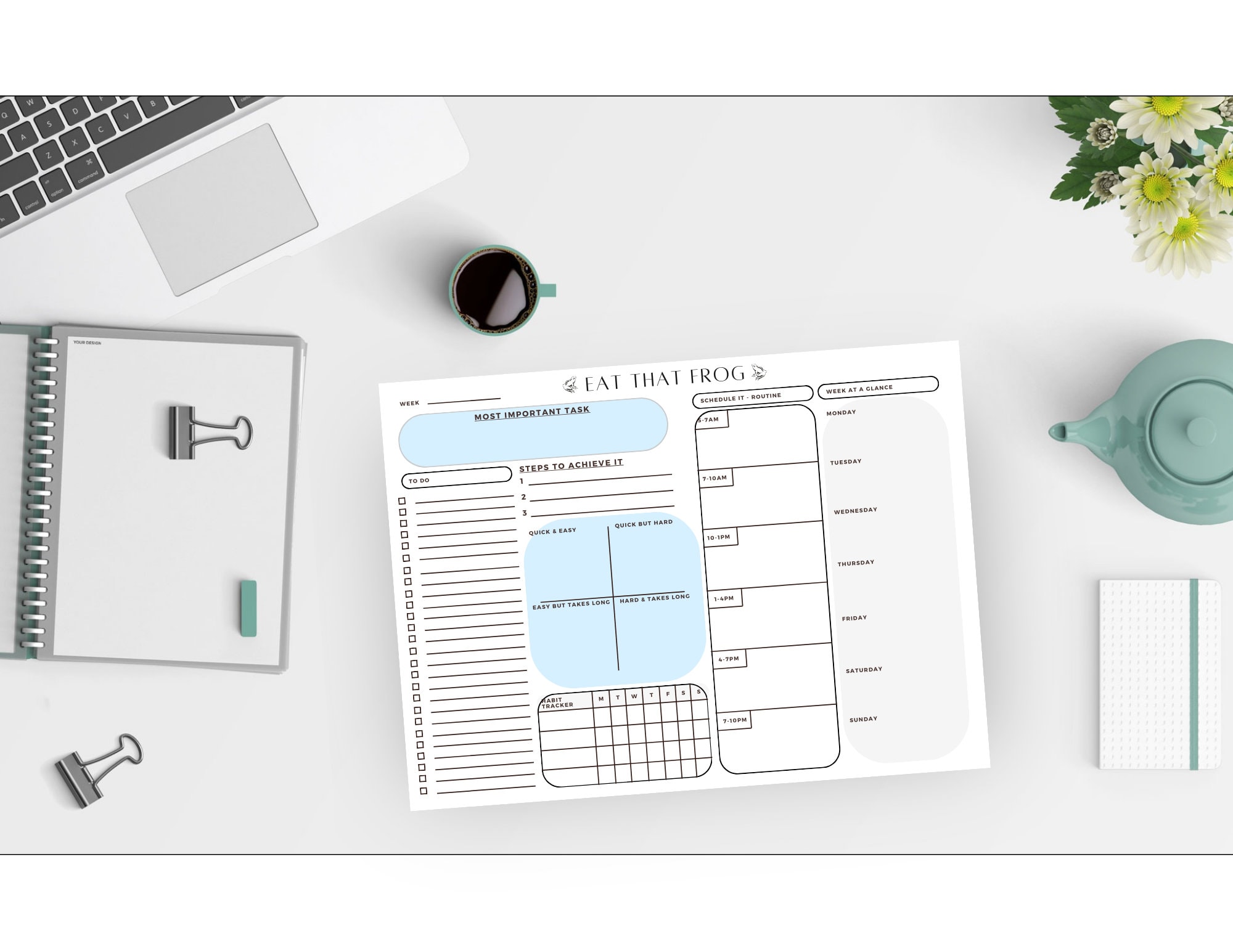 Eat That Frog Daily & Weekly Planner | Habit Tracker | Schedule | to Do ...