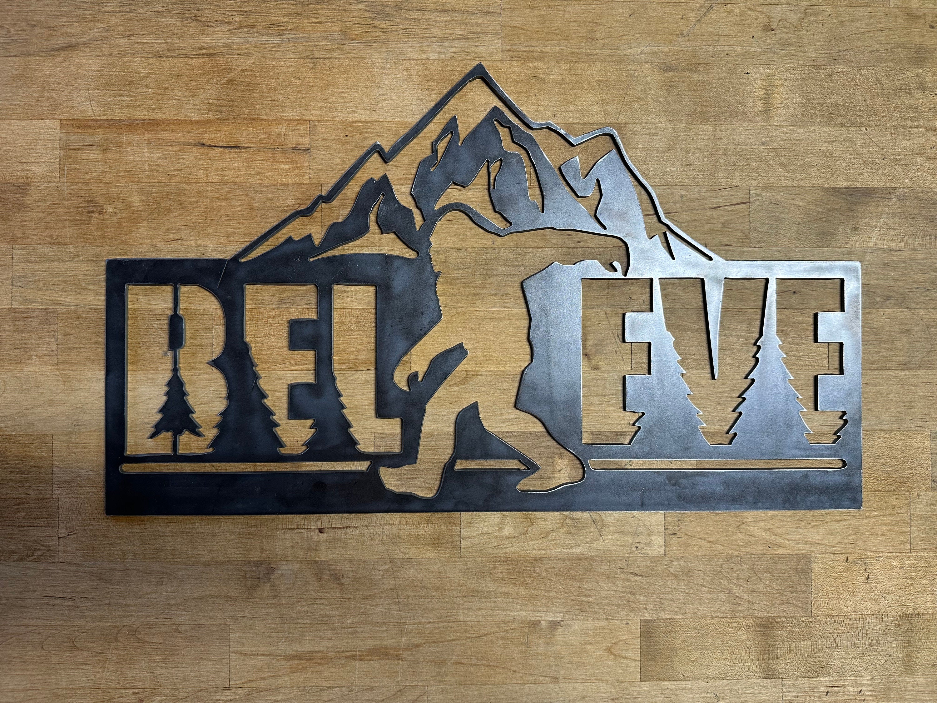 Believe Big Foot Metal Sign Decor - Etsy