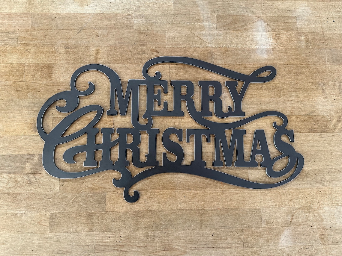 Merry Christmas Metal Sign Decor - Etsy