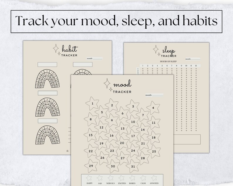 Self Care Planner Printable Bundle, Weekly Meal Plan, Habit Tracker ...