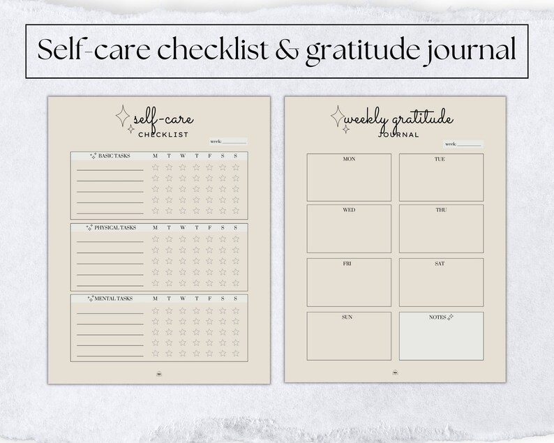 Self Care Planner Printable Bundle, Weekly Meal Plan, Habit Tracker ...