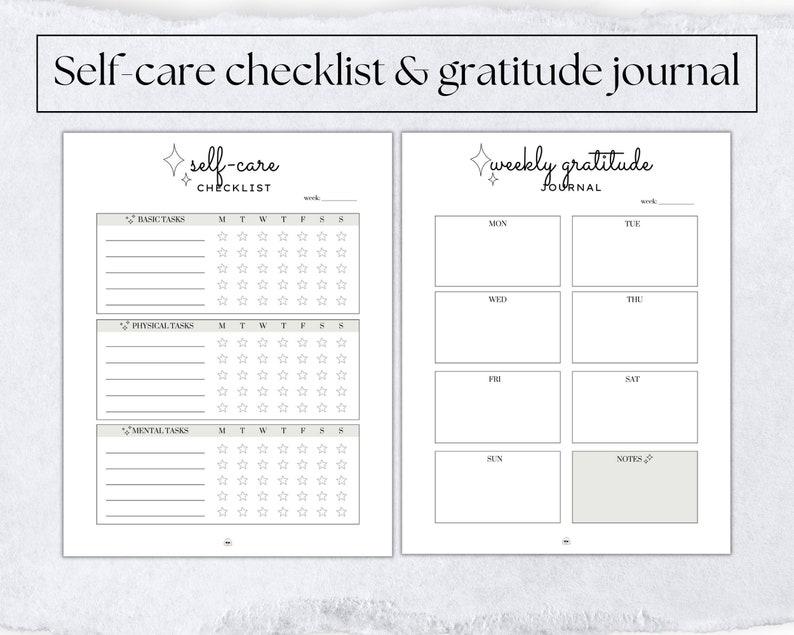 Self Care Planner Printable Bundle, Weekly Meal Plan, Habit Tracker ...