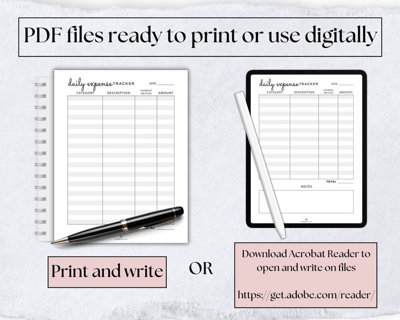 Daily Expense Tracker Printable Financial Budget Financial - Etsy