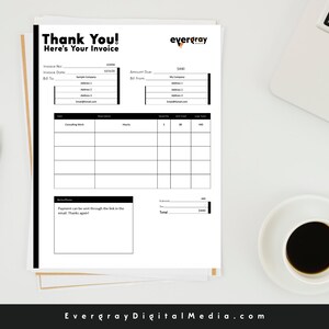 Modern Invoice Template for Word, Thank You Invoice, Editable Printable ...