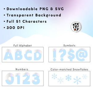 Winter Wonderland Alphabet and Transparent Snowflake Clipart Bundle in ...
