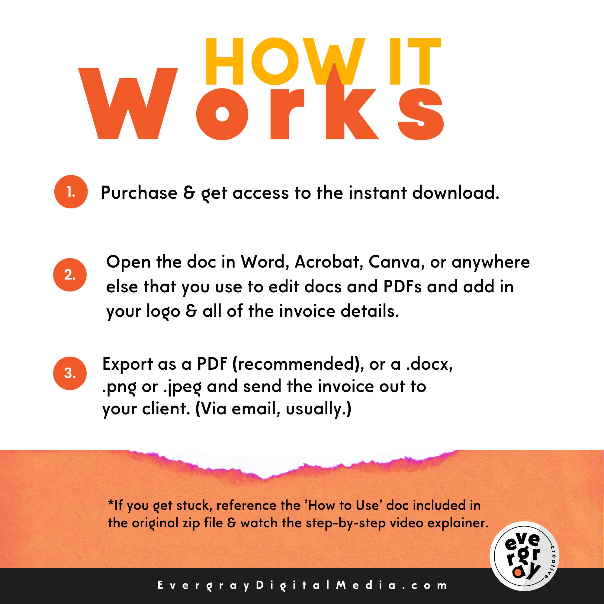 Modern Invoice Template for Word in Retro Orange Thank You Invoice ...