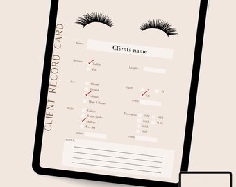 Lash Extension Client Record Card, Eyelash Extension Client Record Card ...