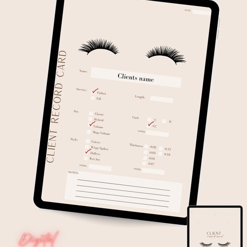 Digital Client Record Card - Etsy