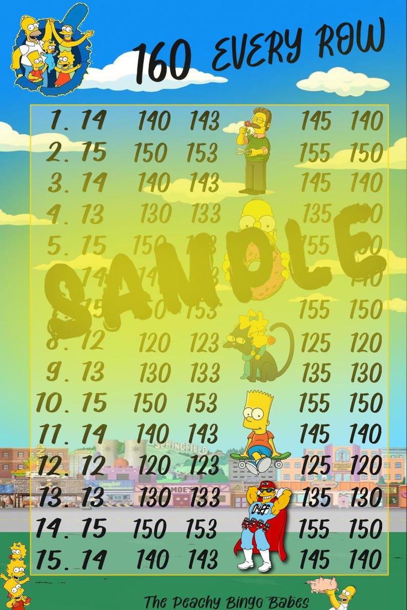 Simpsons Bingo Board - Etsy
