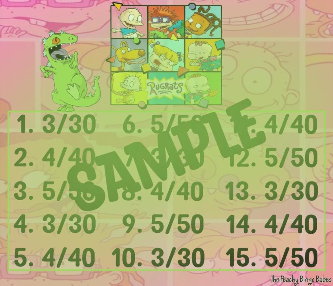 Rugrats Bingo Board - Etsy