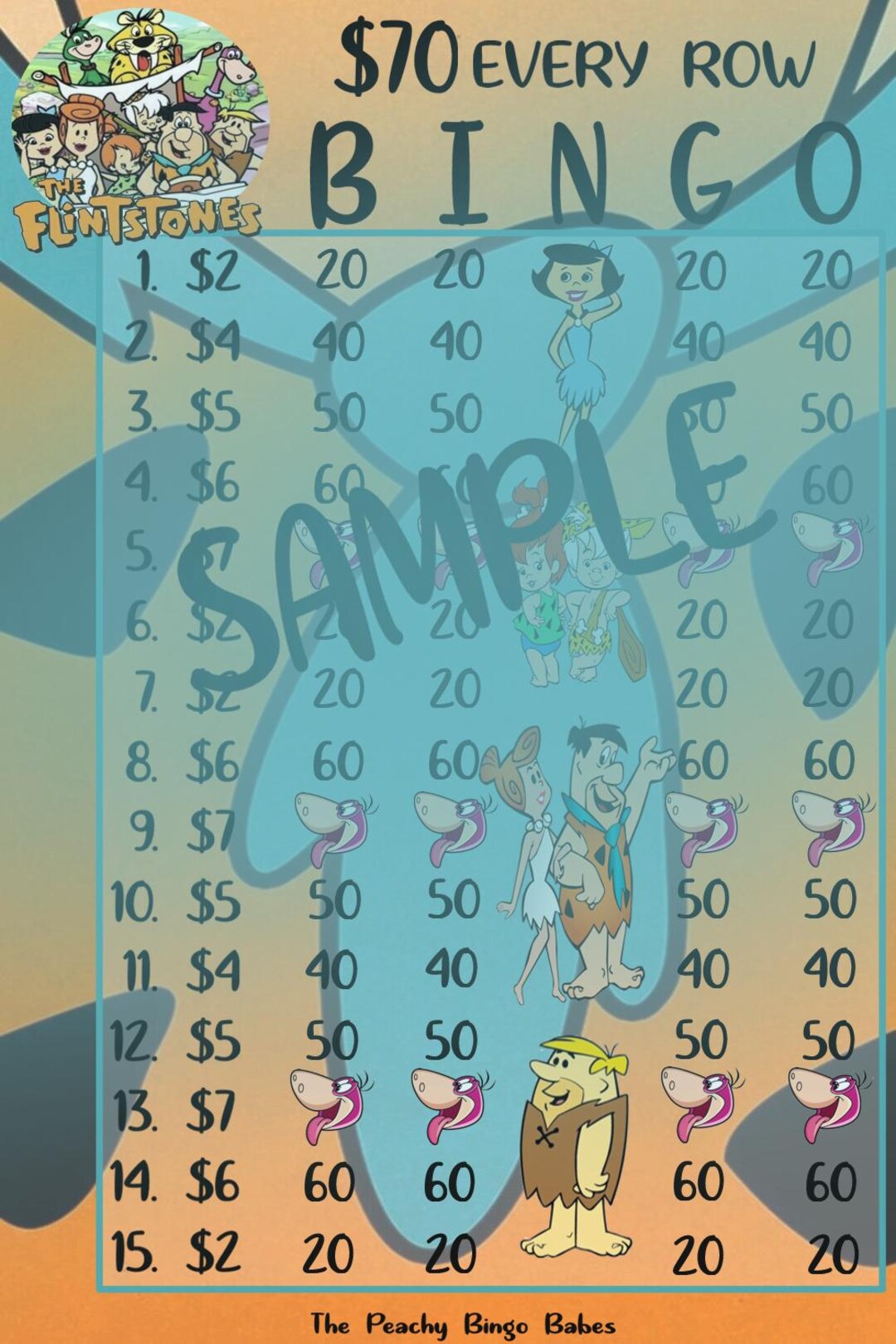 Flintstones Bingo Board - Etsy