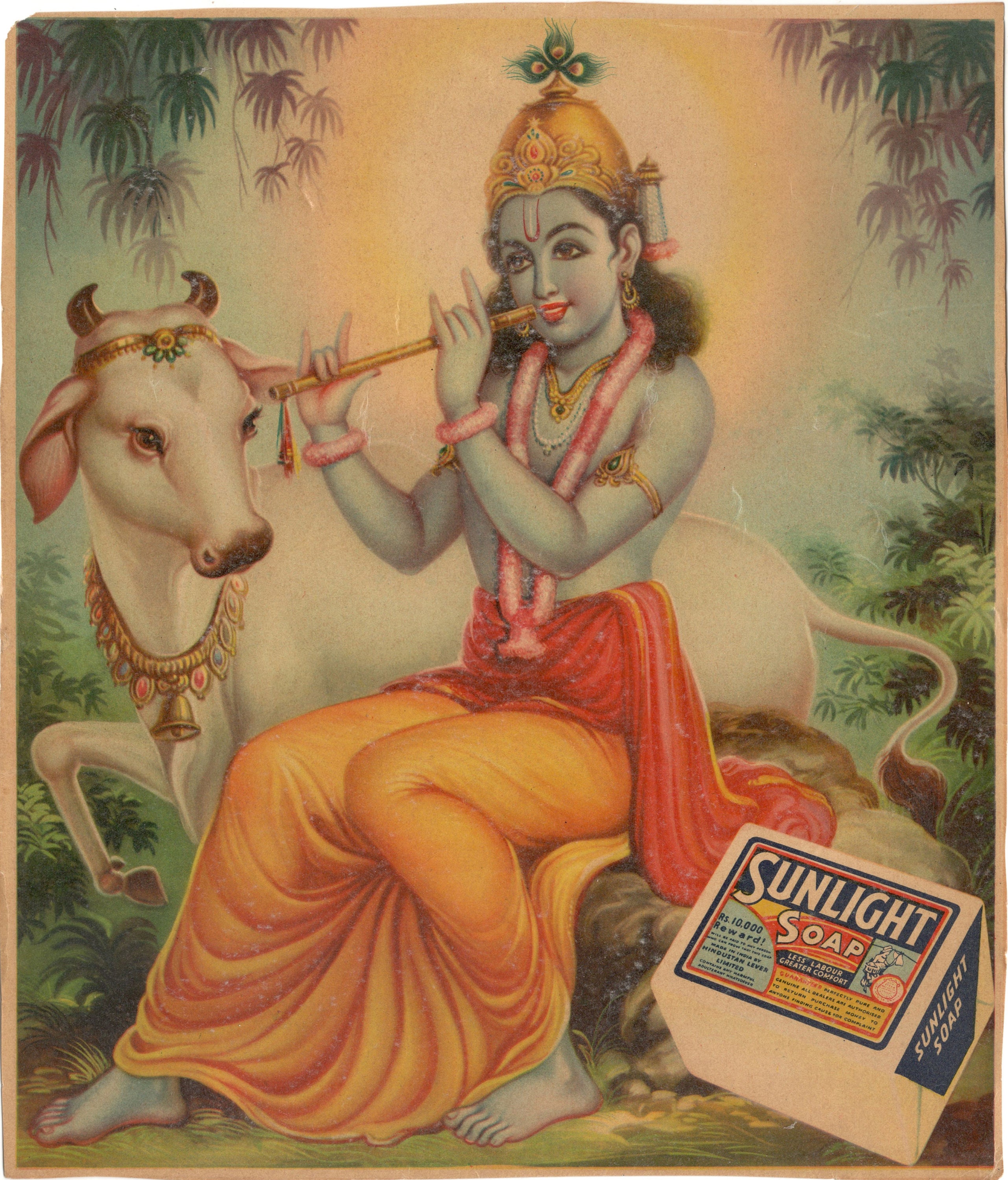 Vintage Indian Advertisement Lithograph Print Sunlight Soap Krishna ...