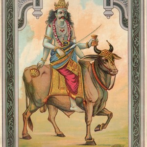 Rare Original Raja Ravi Varma Lithograph: Shani Dev 14"x10" - Etsy