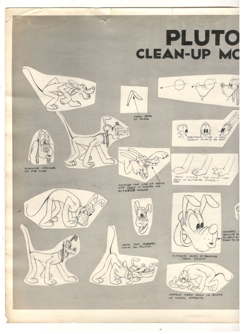Disney Pluto CLEAN-UP MODELS Original Photostat Model Sheet 1953 - Etsy
