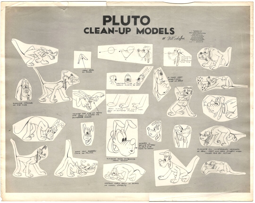 Disney Pluto CLEAN-UP MODELS Original Photostat Model Sheet 1953 - Etsy
