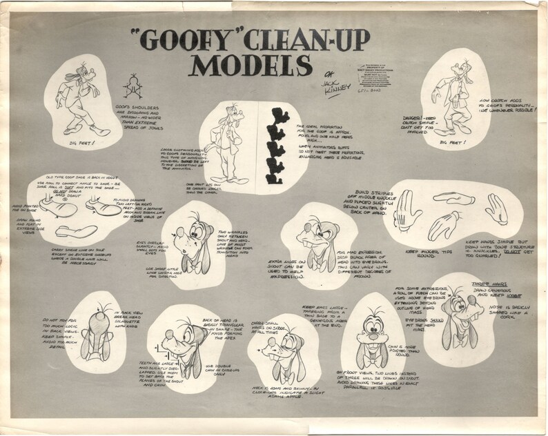 Disney Goofy CLEAN-UP MODELS Original Photostat Model Sheet 1950's - Etsy