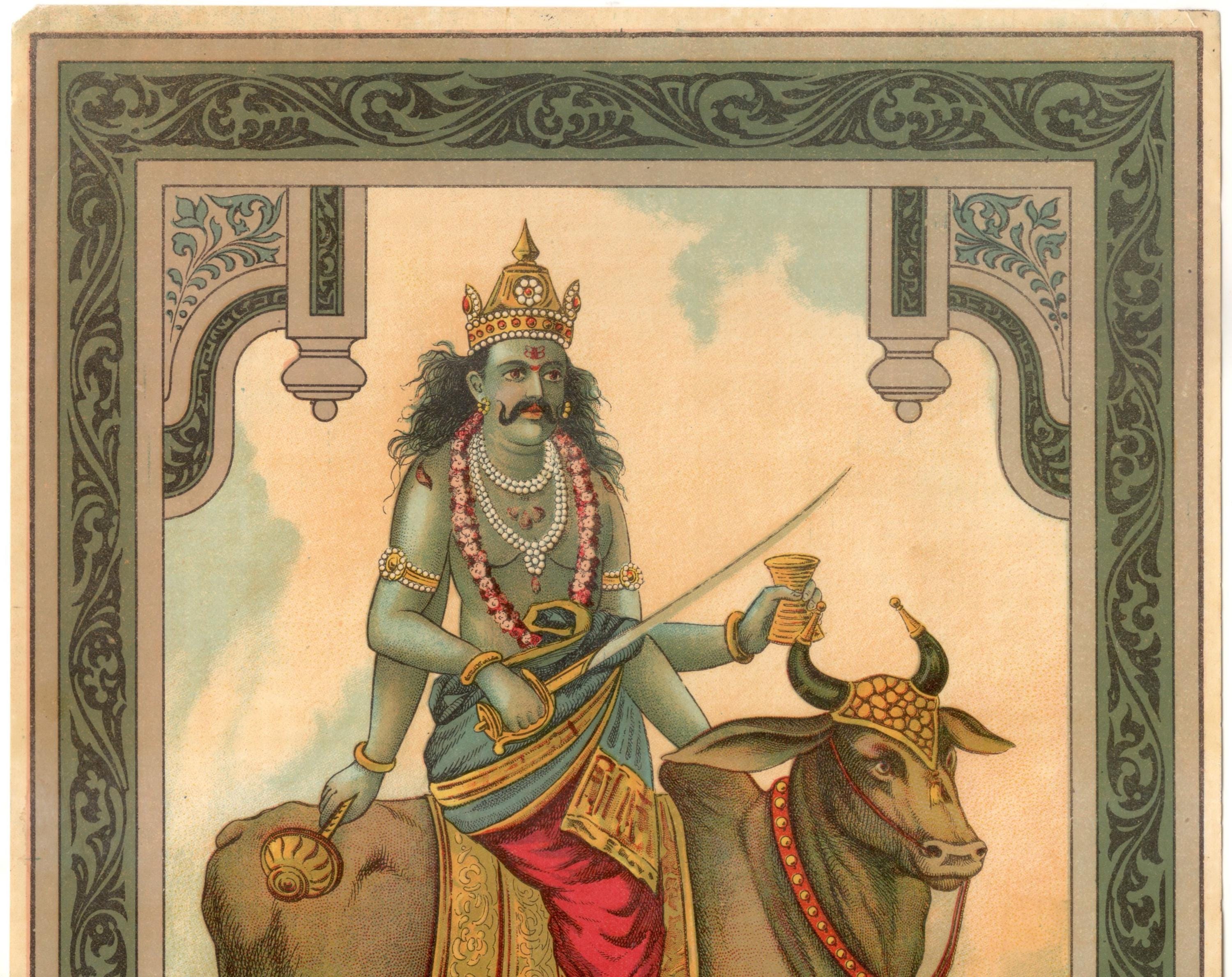 Rare Original Raja Ravi Varma Lithograph: Shani Dev 14"x10" - Etsy
