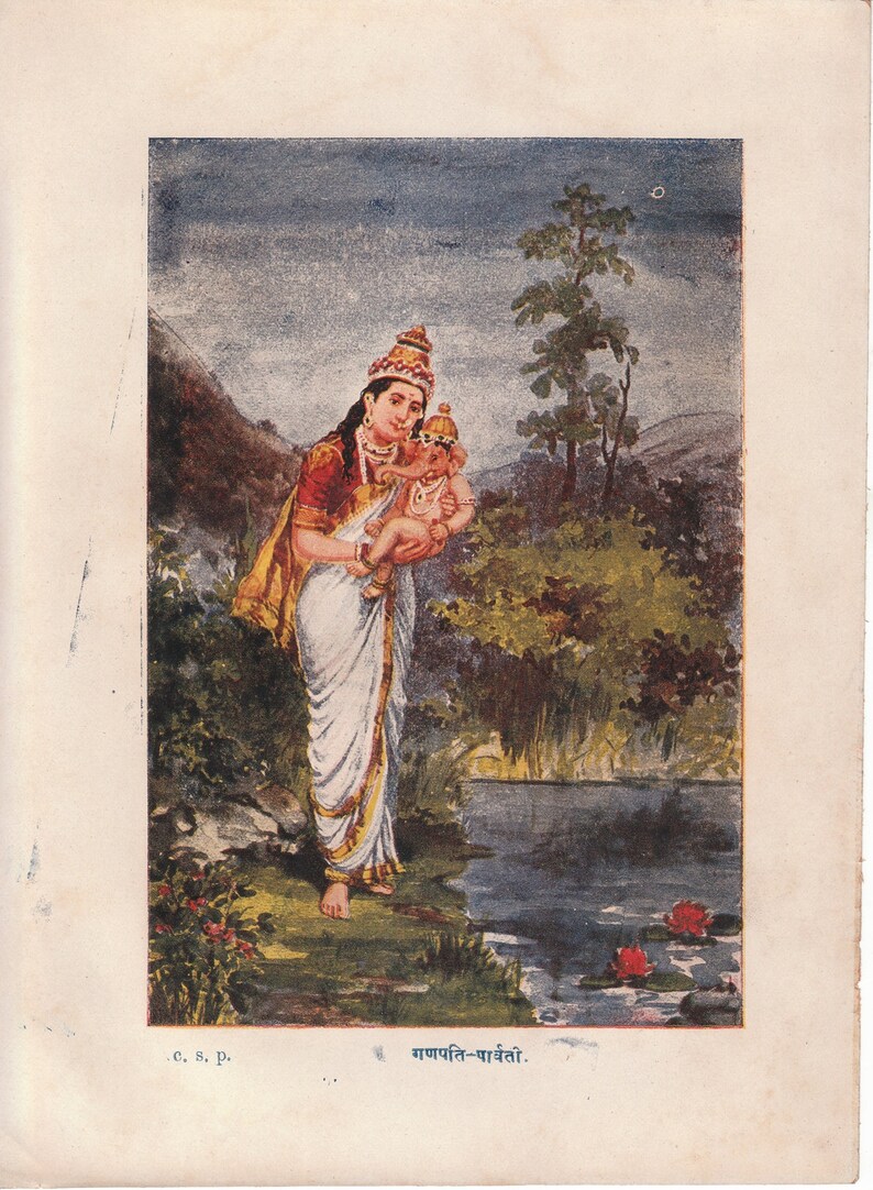 Rare Raja Ravi Varma Lithograph Prints: Chitrashala Press Pune 9"x7 ...