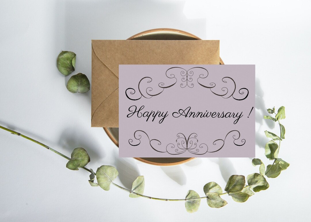 Printable Happy Anniversary Card: Classic Violet Design (PDF) - Etsy