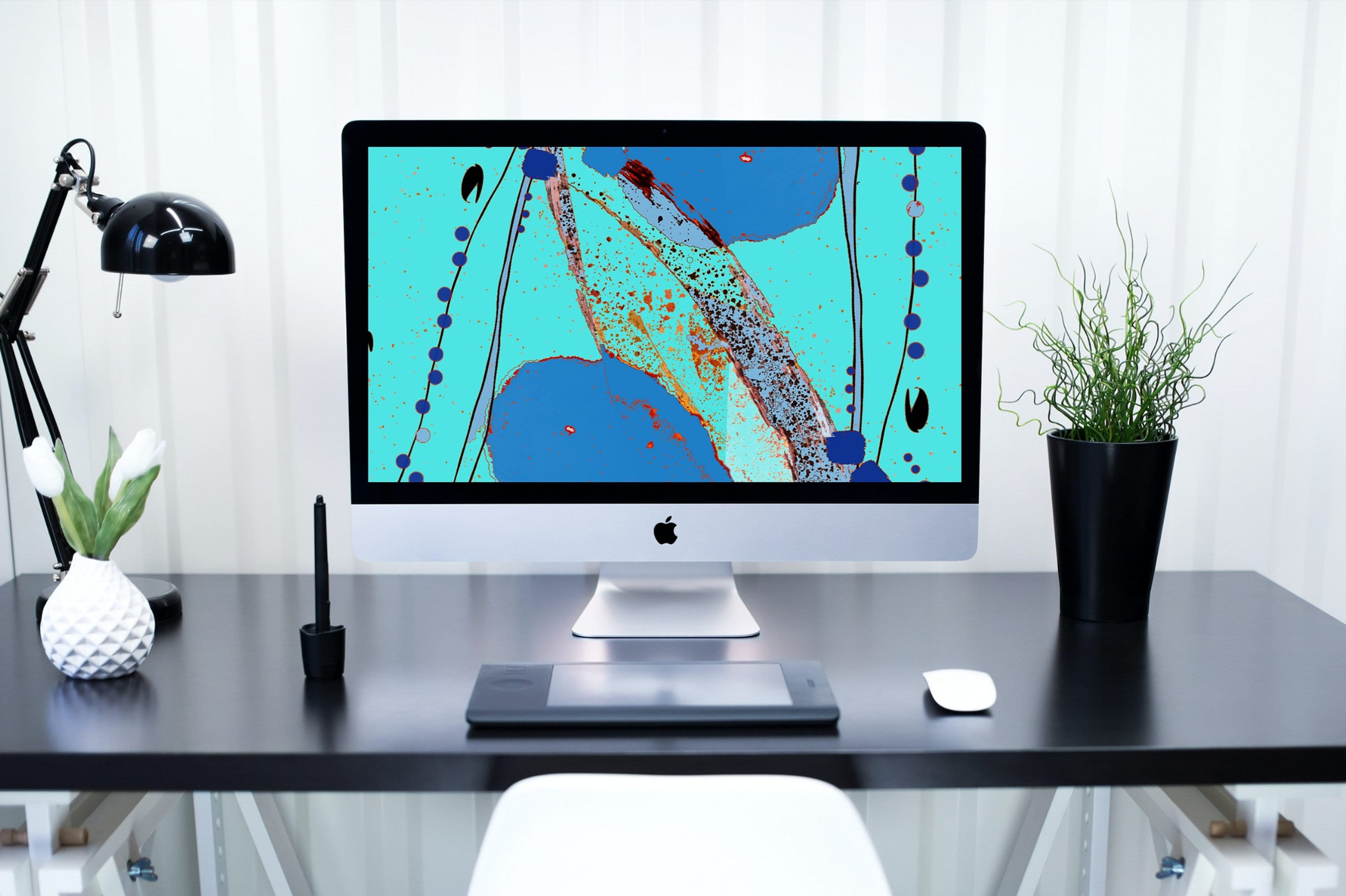Blue Abstract iPad Wallpaper: Hand Painted Tablet & Desktop Background ...