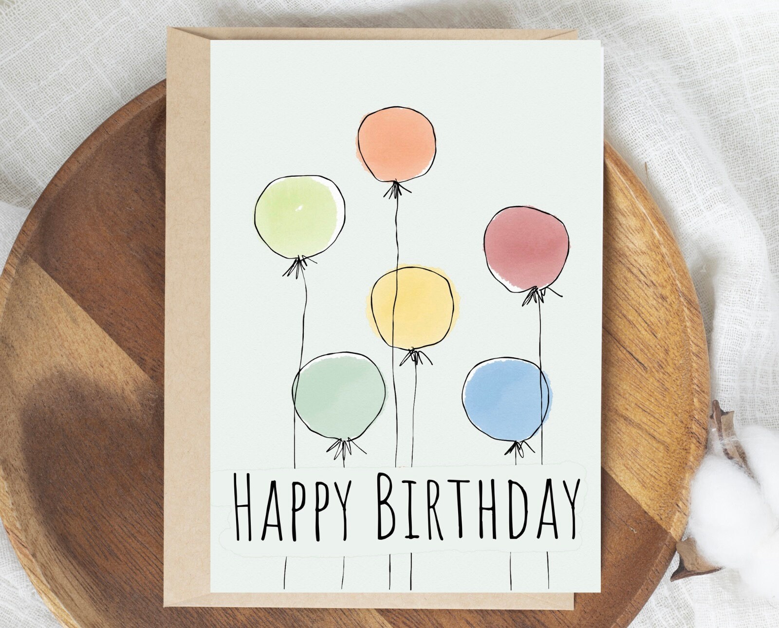 Printable Birthday Card Colorful Bday Card With Balloons Digital ...