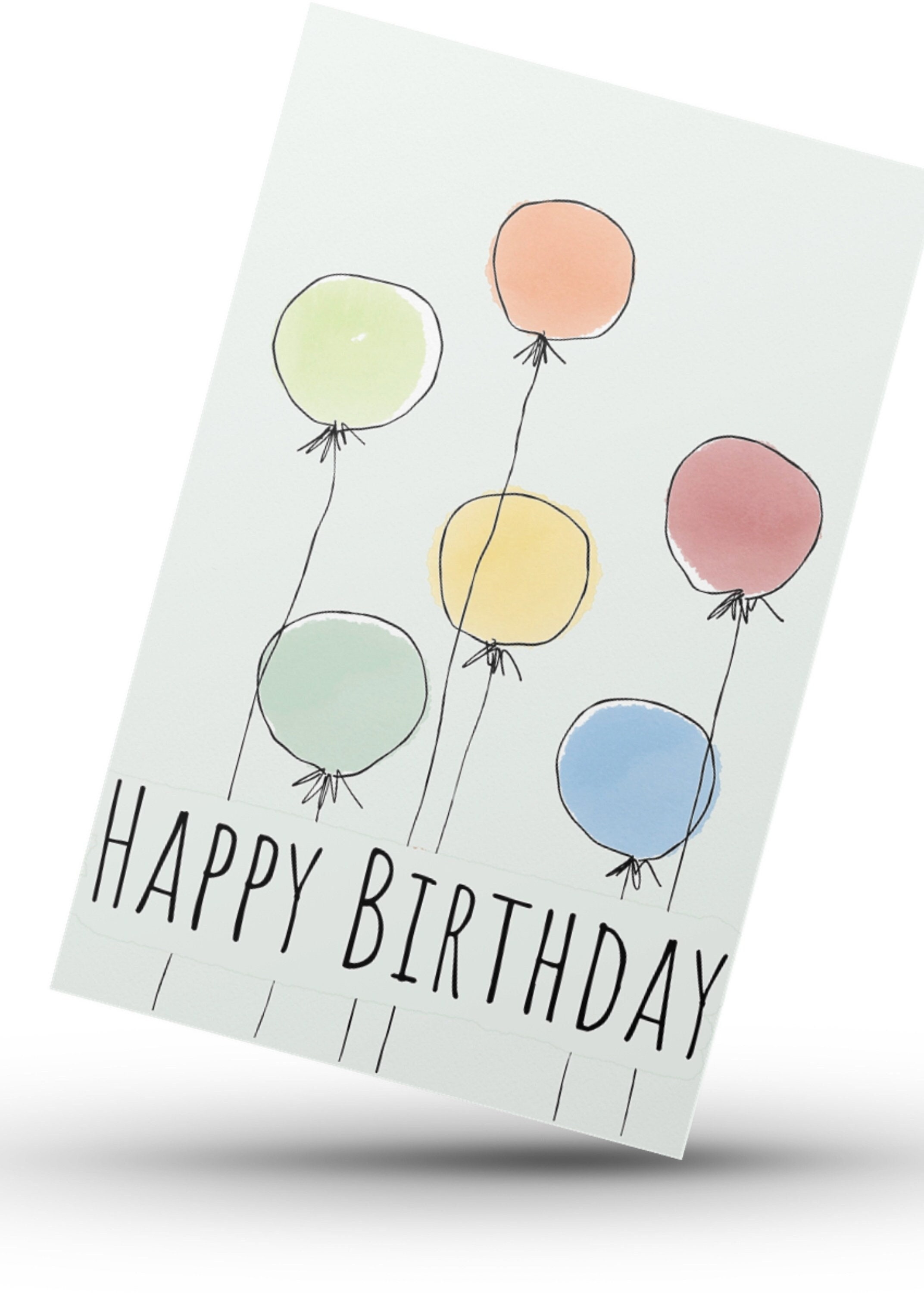 Printable Birthday Card Colorful Bday Card With Balloons Digital ...
