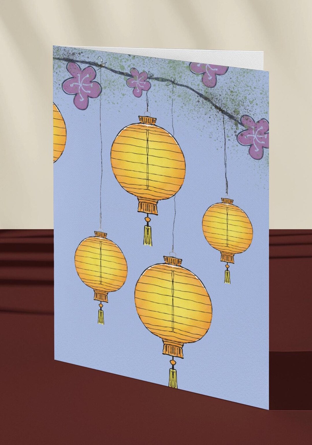 Lantern Greeting Card | Festive Printable Asian Style Holiday Card ...