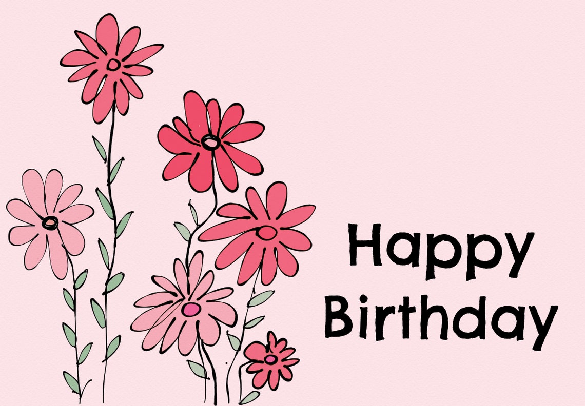 Printable Flower Birthday Card Printable Happy Birthday Wishes Floral ...