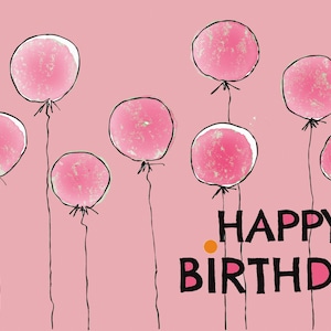 Pink Balloons Printable Birthday Card | Pink Digital Happy Birthday ...