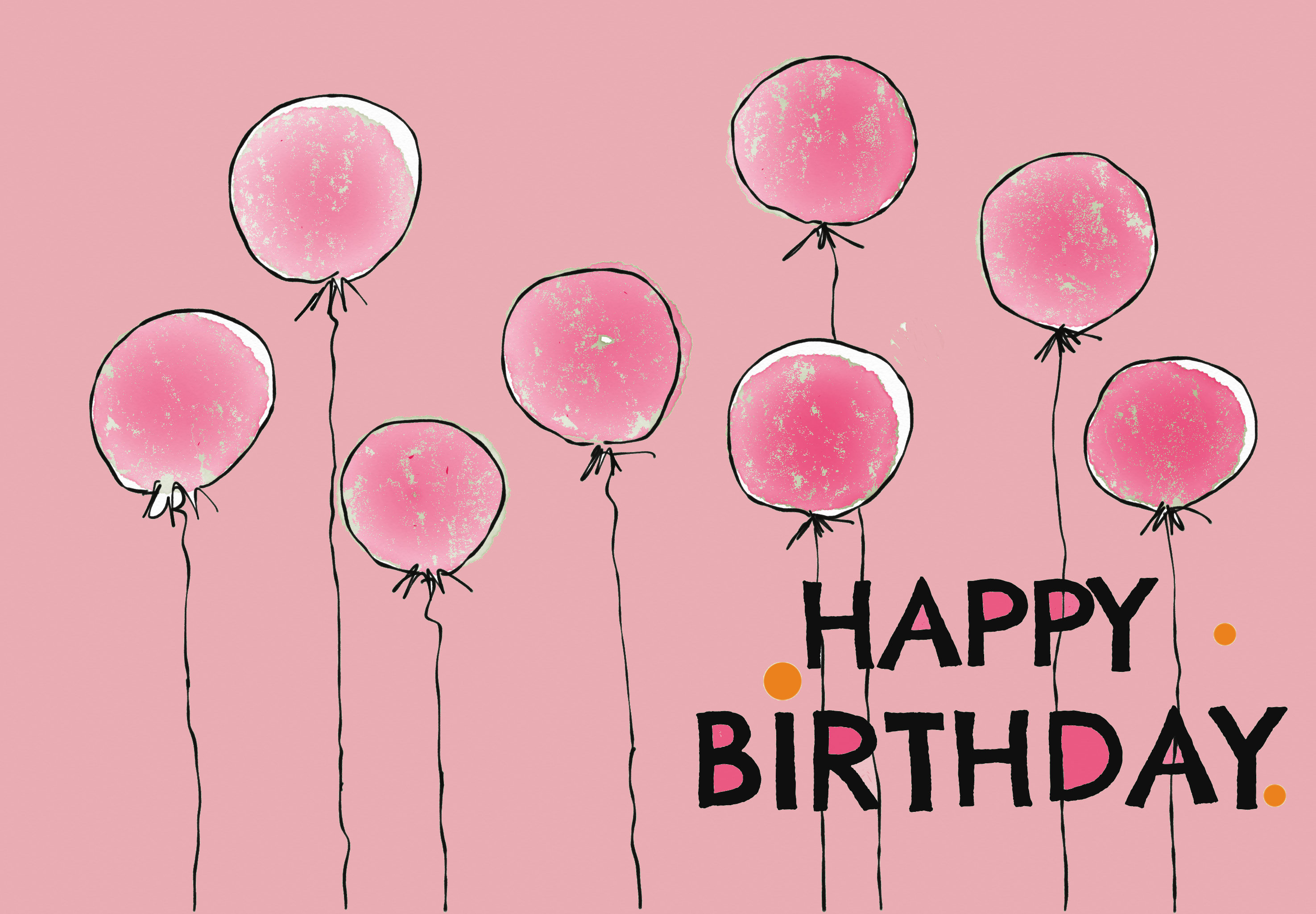 Pink Balloons Printable Birthday Card | Pink Digital Happy Birthday ...