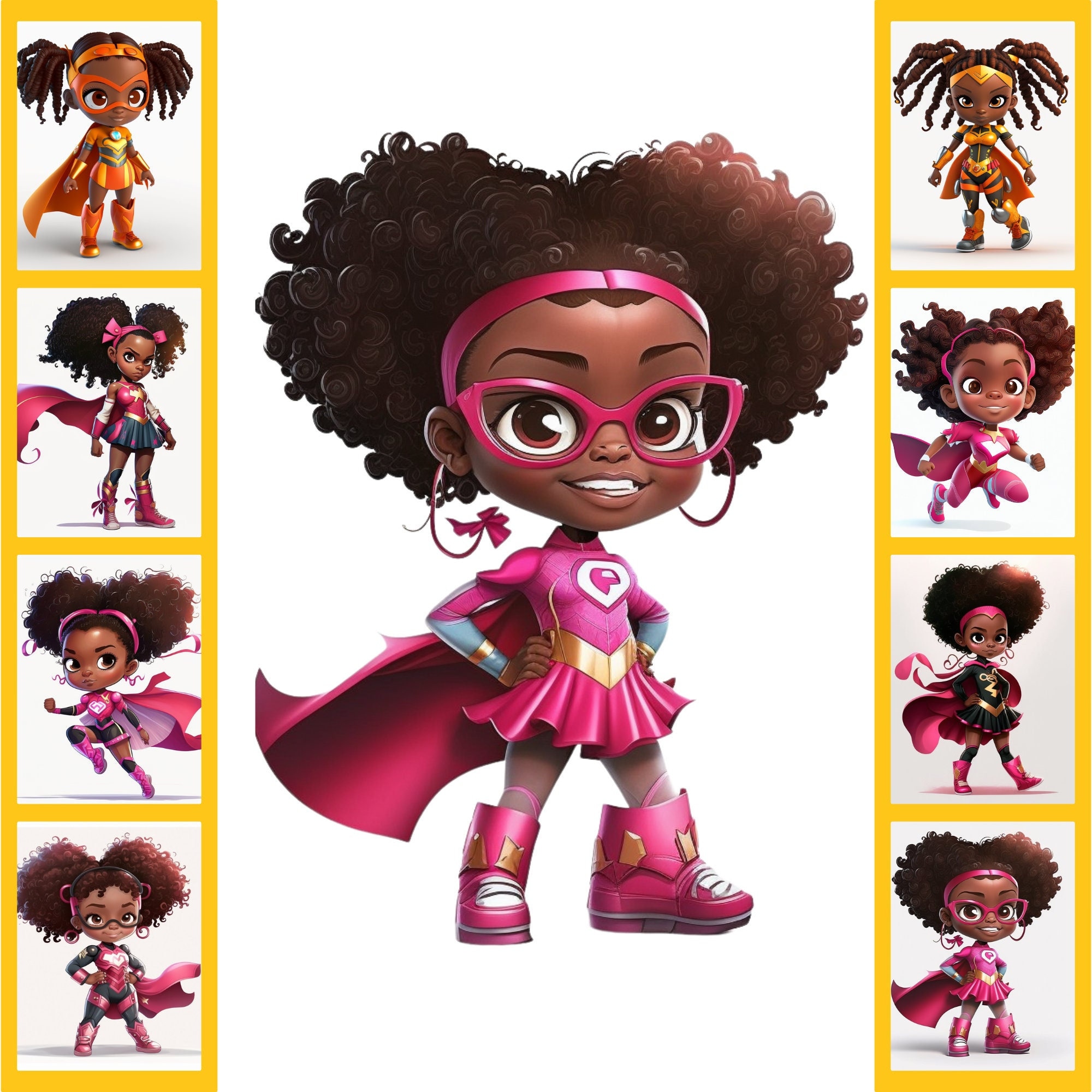 Black Girl Superhero Clipart| Superhero Clipart| Superhero PNG ...