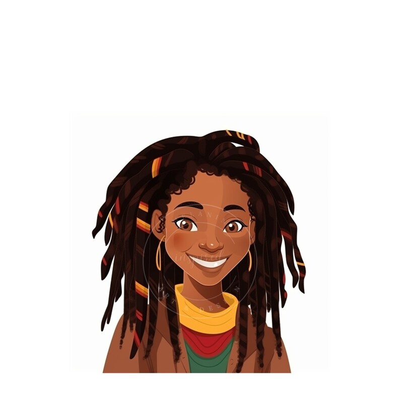 Rasta Girl Rasta Sista Black Woman Dreadlocks Clipart Afro - Etsy