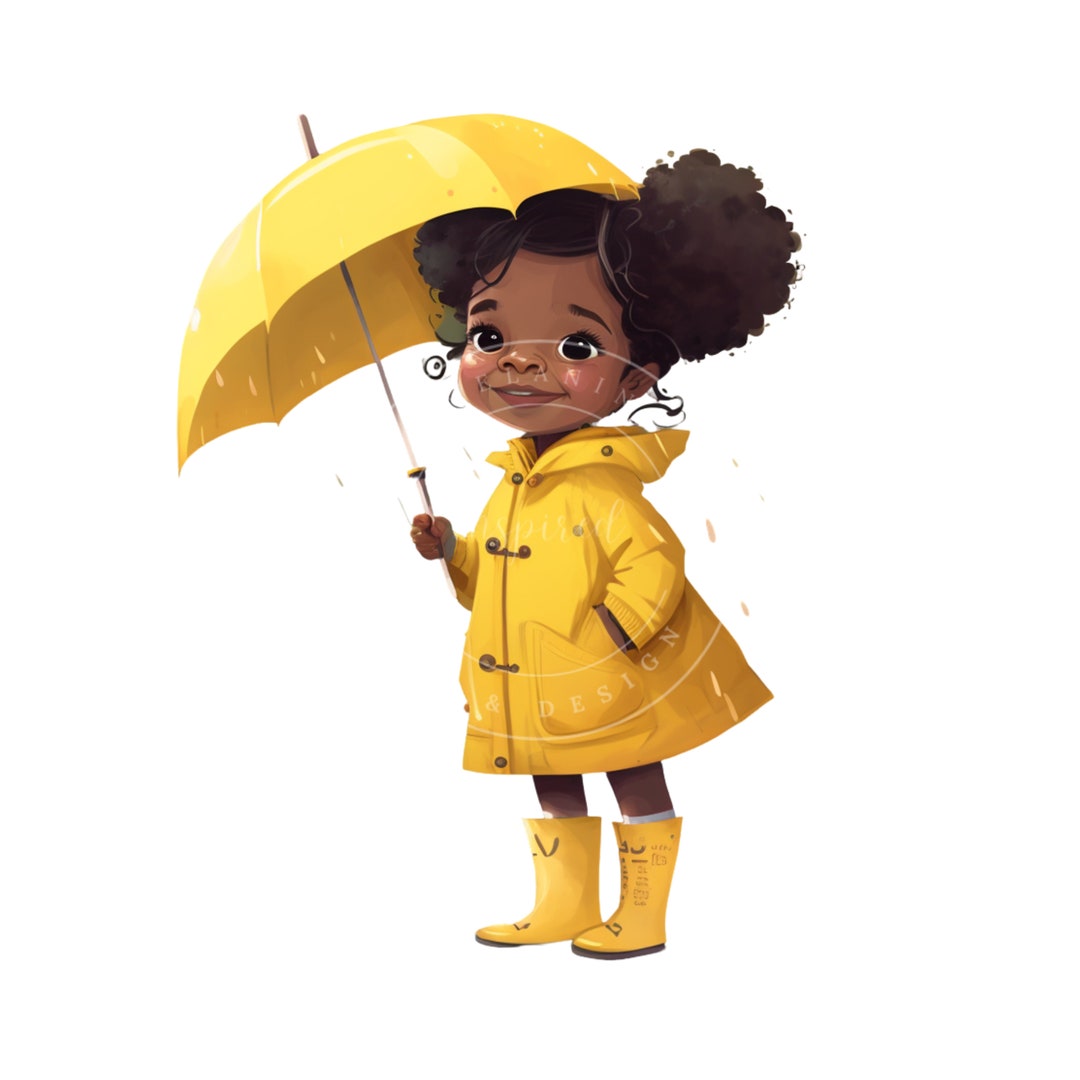 Rainy Day Clipart, Afro Girl Clipart Cute Girl Clipart Spring Clipart ...