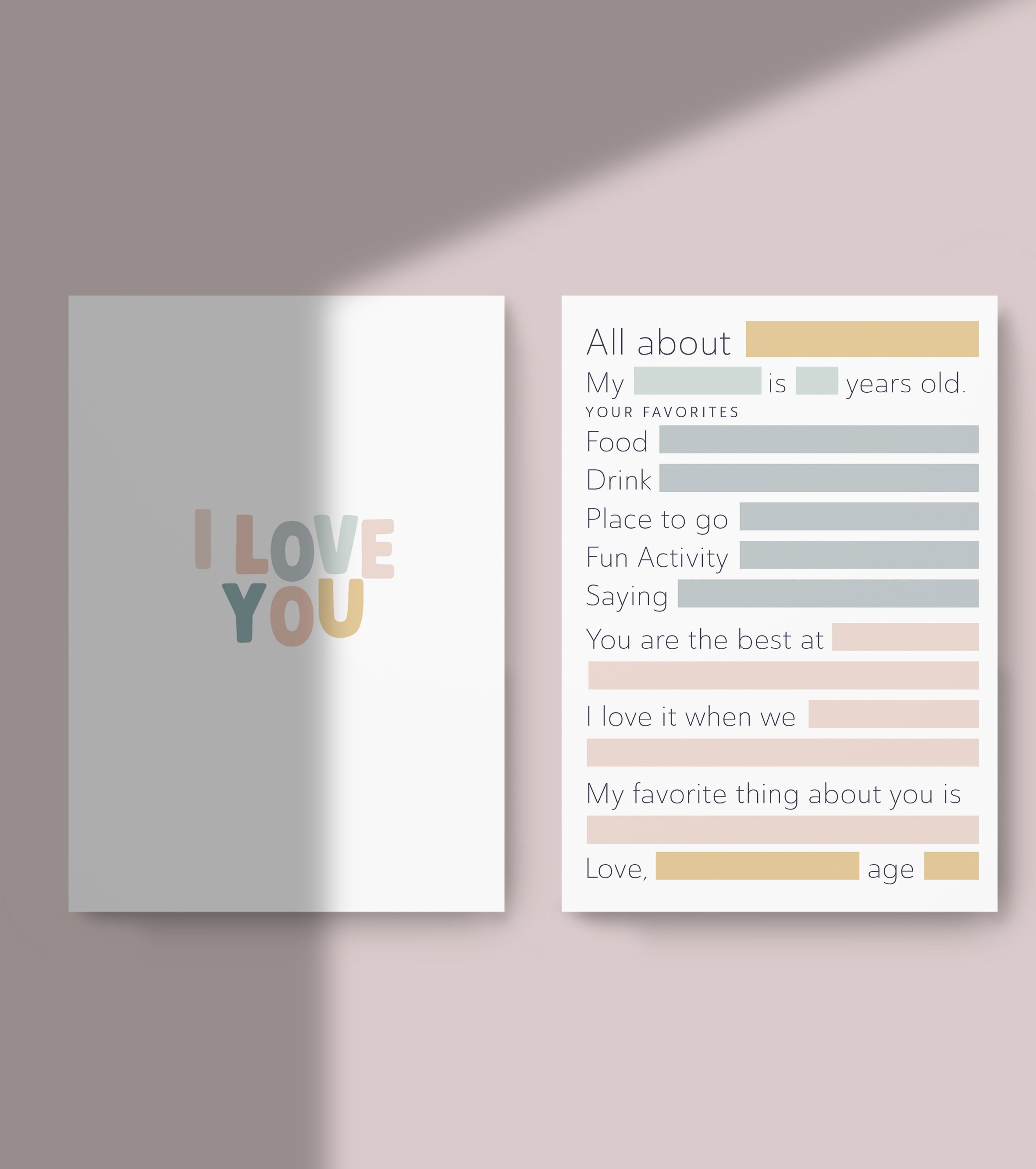 I Love You Fill in Card - Etsy