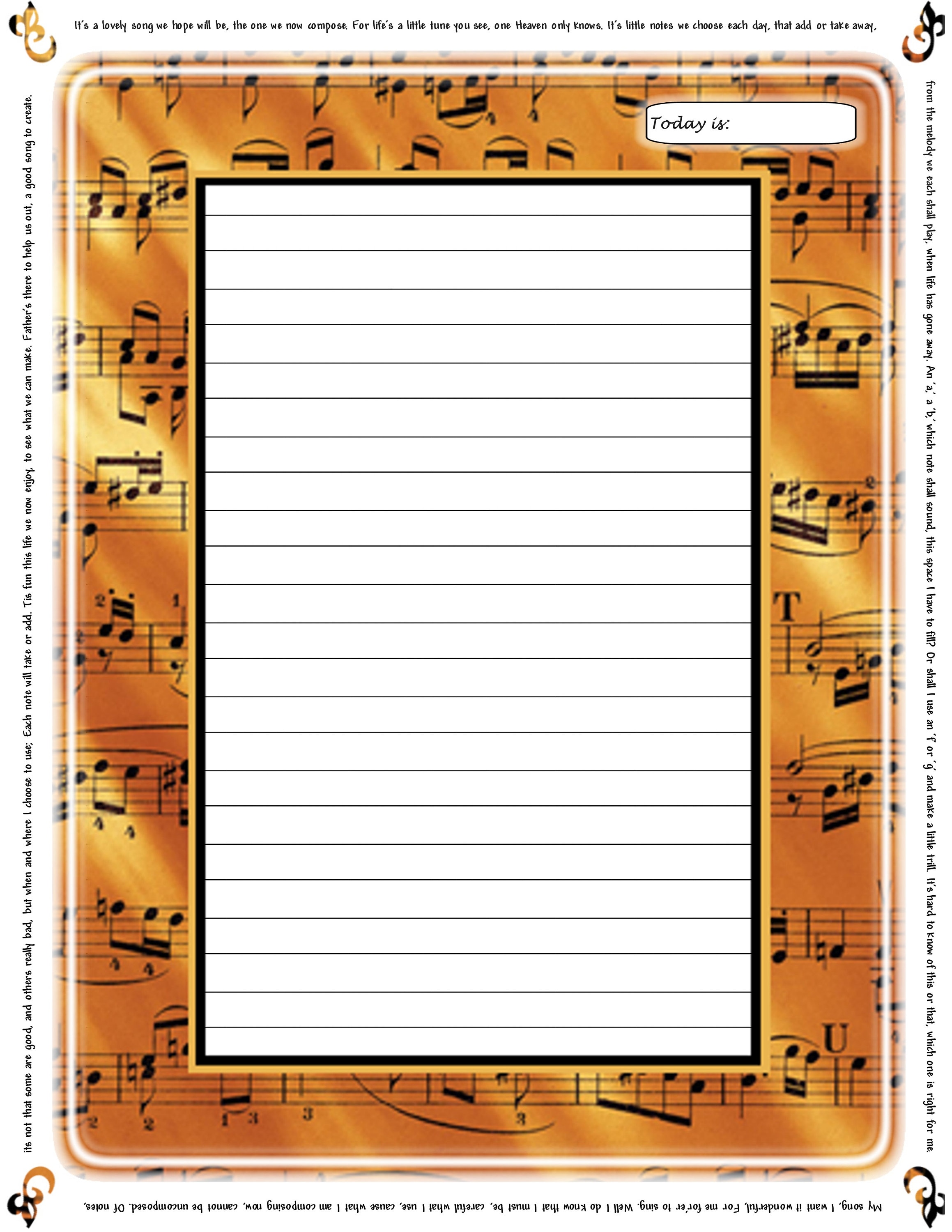 Printable Musical Stationary. Writing Paper (Instant Download) - Etsy