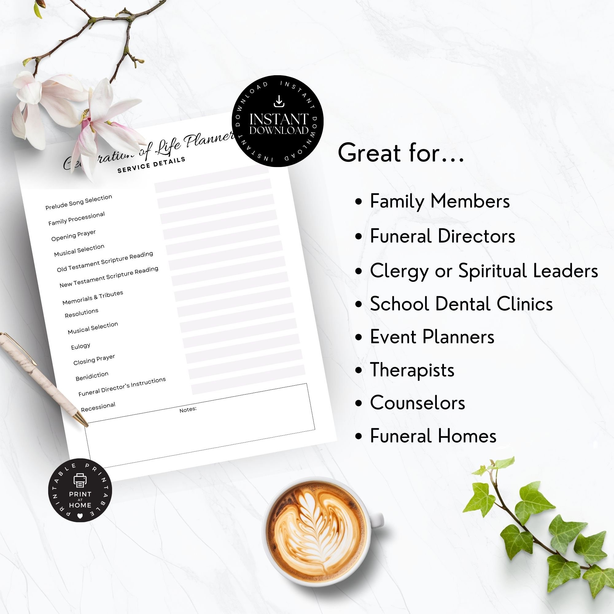 Celebration of Life Service Planner Checklist | Canva Done for You ...