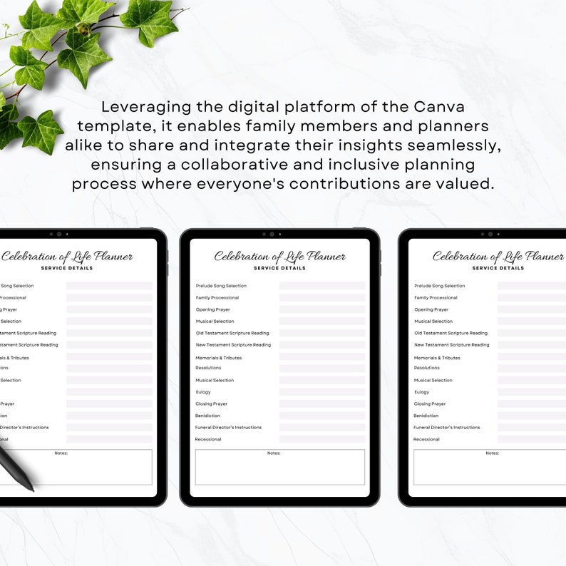 Celebration of Life Service Planner Checklist | Canva Done for You ...