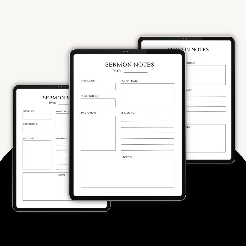 Sermon Notes Template: Printable Bible Study Journal (canva Editable ...
