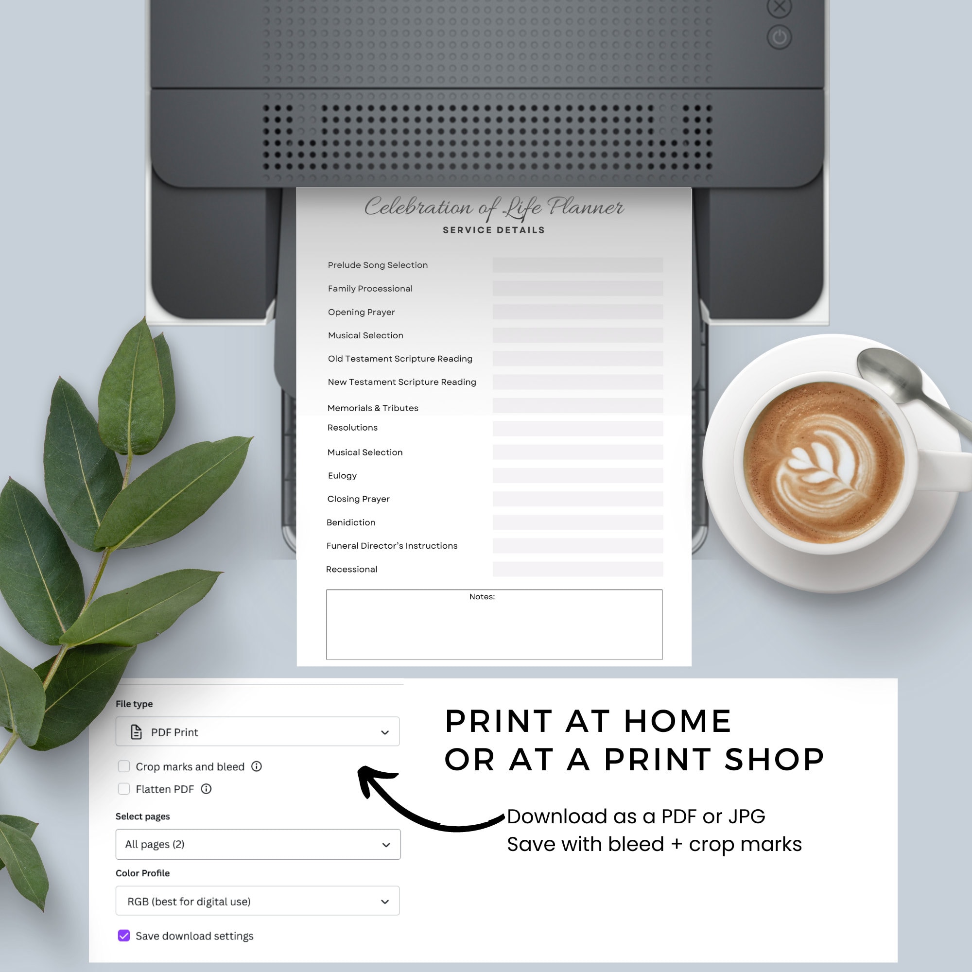 Celebration of Life Service Planner: Editable Canva Template (digital ...