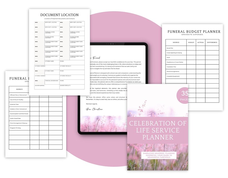 Celebration of Life Service Planner: 35-page Funeral Memorial Pack ...